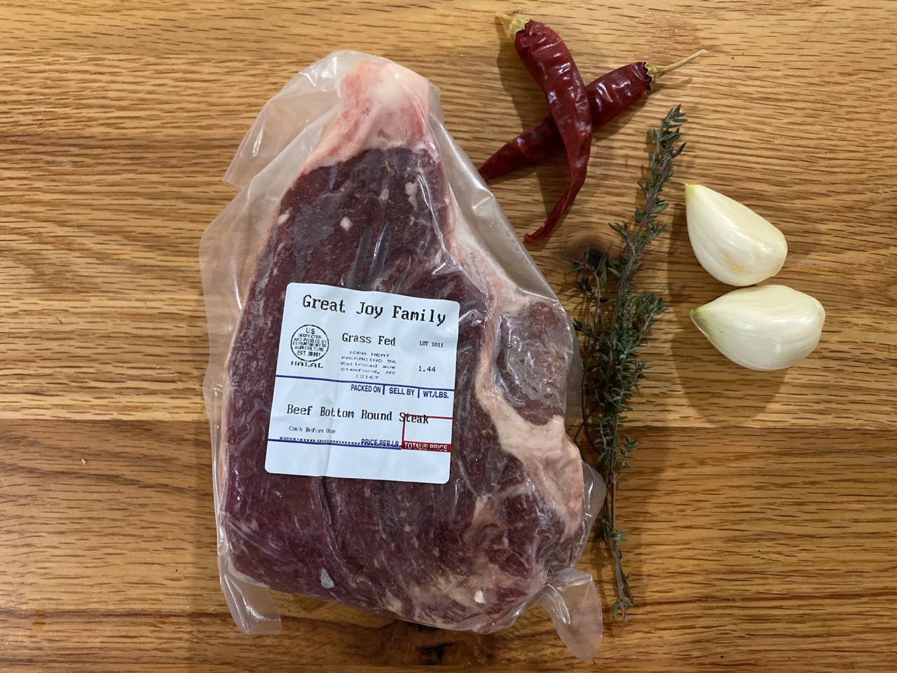 Grassfed Beef Bottom Round Steak - Great Joy Family Farm